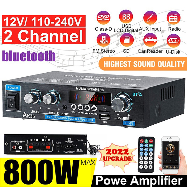 2022 Newest AC110V-220V/ DC12V , 800W bluetooth Power 2 Channel ...