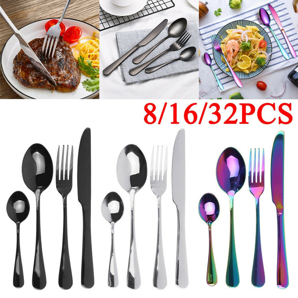 Stainless Steel Cutlery Sets Colourful Rainbow Iridescent Forks Set 4 ... Stainless Steel Cutlery Sets Colourful Rainbow Iridescent Forks Set 4 ...