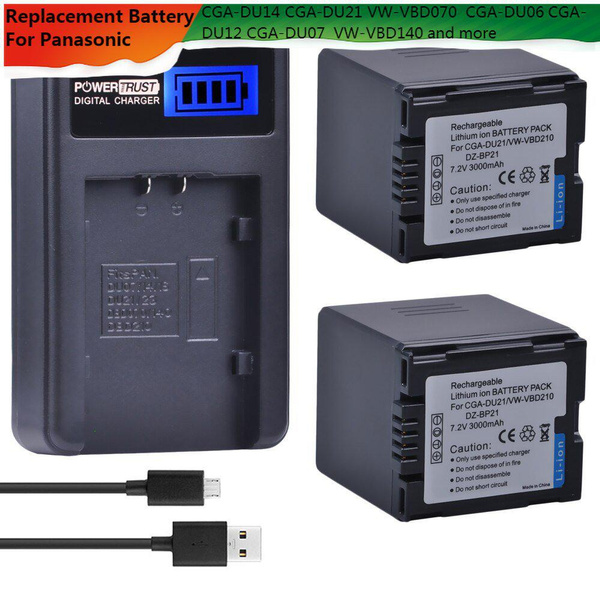 🔥2Pcs CGA-DU21 CGA DU21 Camera Battery + LCD USB Charger for Panasonic ...