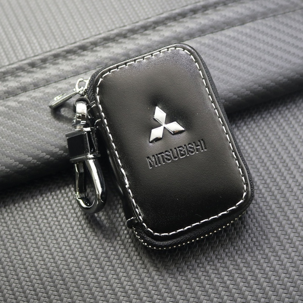 Leather Auto Logo Key Case Keychain Bag for Mitsubishi ASX Lancer EX ...