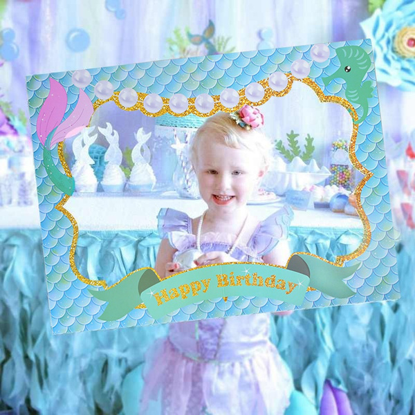 Mermaid Theme Photo Booth Props Paper Frame Photobooth for Kids ...