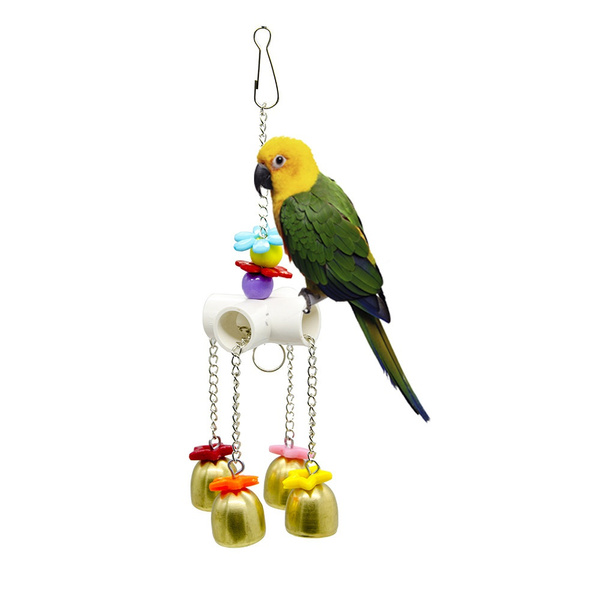 Parrot Hanging Bell Collar Toy Bird Toys Parrot Metal Bell Toy Colorful ...