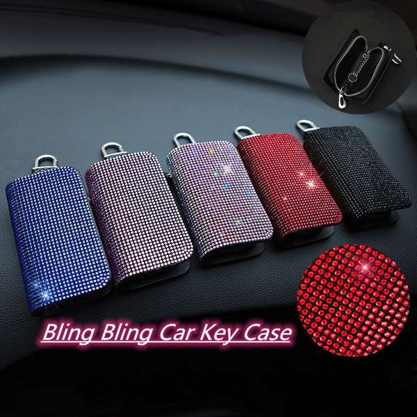 7 Colors Bling Bling Car Key Case for Women,Crystal Diamond Key Chain ...