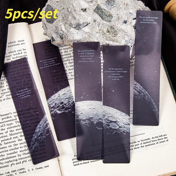 5PCS/Set Roaming The Universe Frosted PVC Bookmarks Card Moon Stars ...