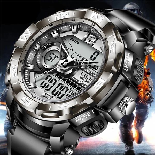 LIGE Brand Wrist Watch Men Watches Military Army Sport Style Wristwatch ...