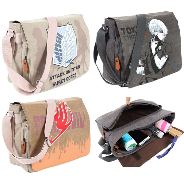 Anime Bag Cartoon Canvas Bag Attack on Titan Messenger Bag Fairy Tail ...