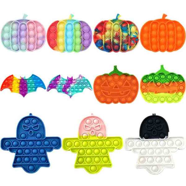 1Pc Push Bubble Fidget Sensory Toy Halloween Pumpkin Bat Shape Fidget ...