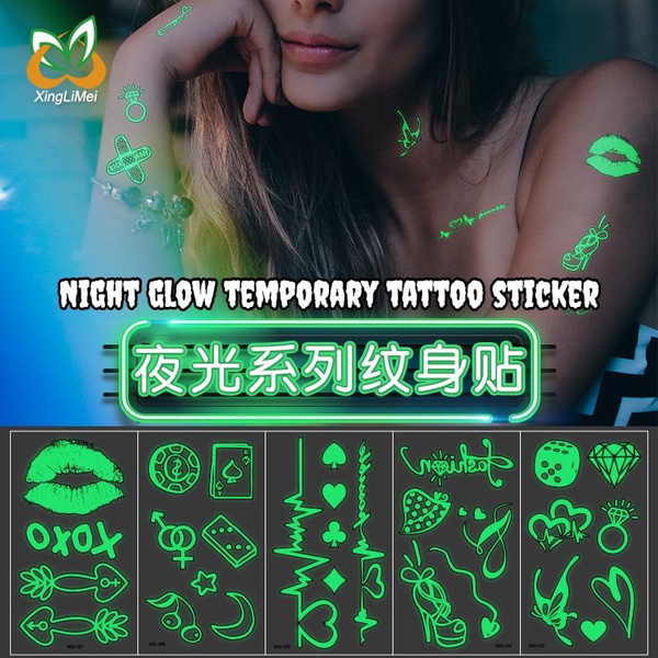 New fluorescent temporary tattoos, luminous tattoo stickers, music ...
