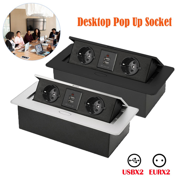 Desktop Conference Table Pop-Up Socket 2 Outlets Inserts EU Plug ...