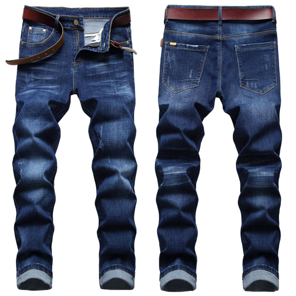 Men Jeans Fashion Designer Denim Blue Pants for Male Trousers | Wish