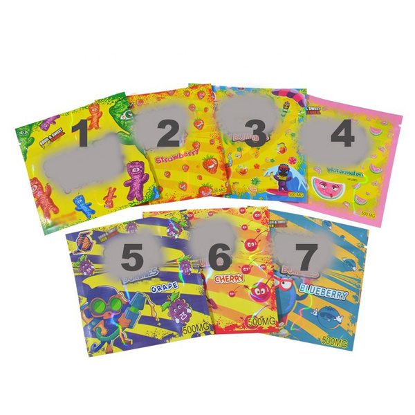 100pcs Empty 2021 test empty gummies bag 500mg resealable plastic ...