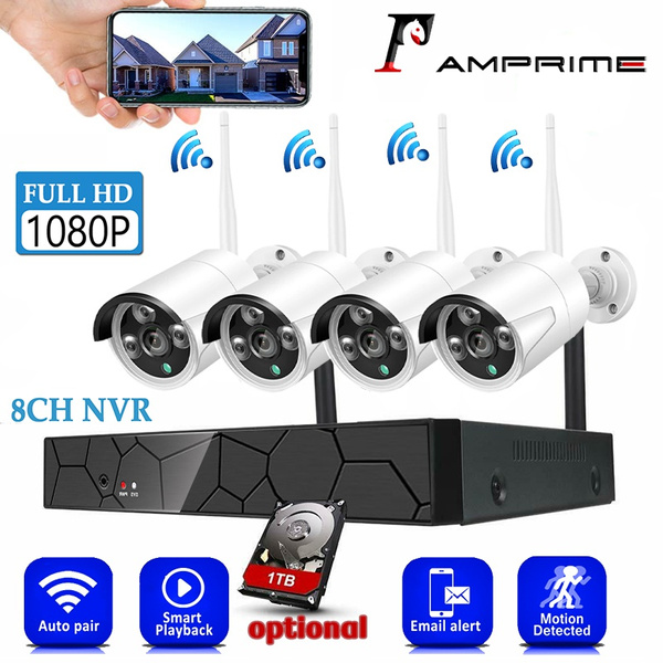 New 8CH NVR + 4 Cameras Wireless NVR Kit FHD 1080P Security ...