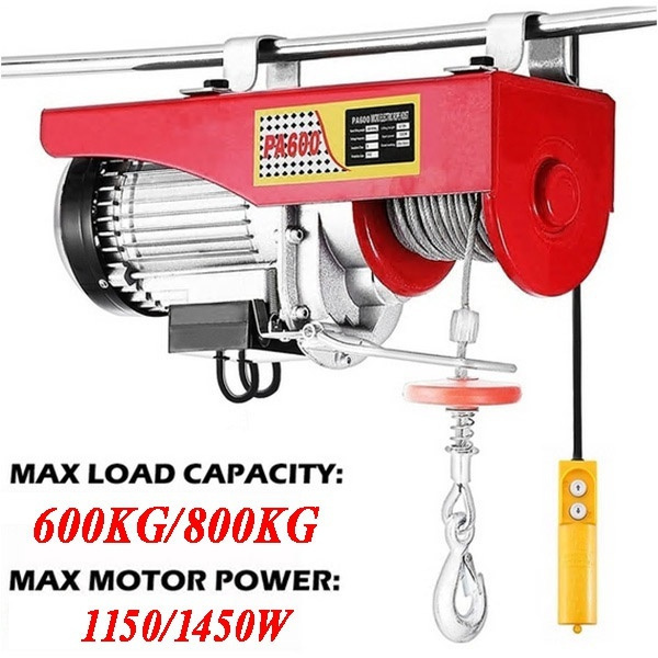 Heavy Duty 600kg/800kg Electric Wire Hoist Overhead Lift Shop Garages ...