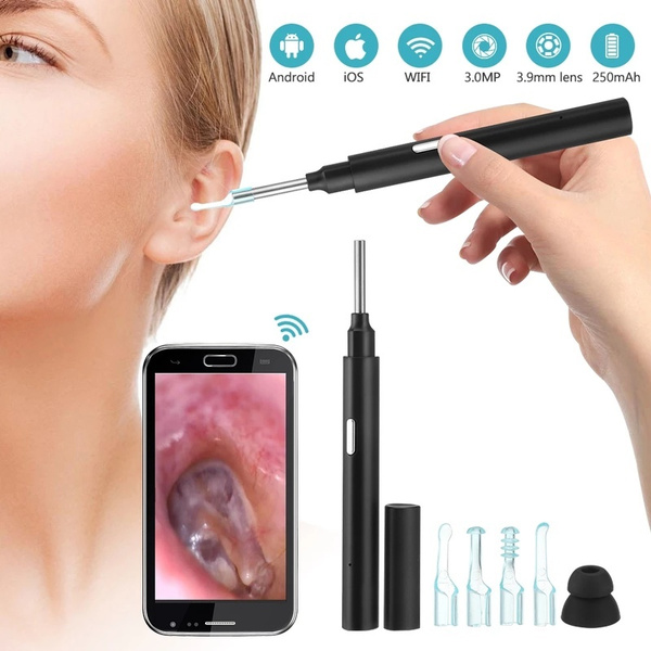 4.9mm Wireless WiFi Ear Pick Otoscope Camera Borescope Luminous Ear Wax ...
