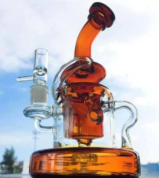 Amber Sturdy Dab rig heady glass bubbler water pipe rigs recycler green ...