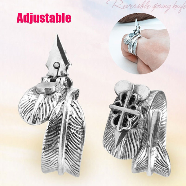 Feather Knife Ring Finger Folding Hidden Weapon Ring Blade Women Anti ...