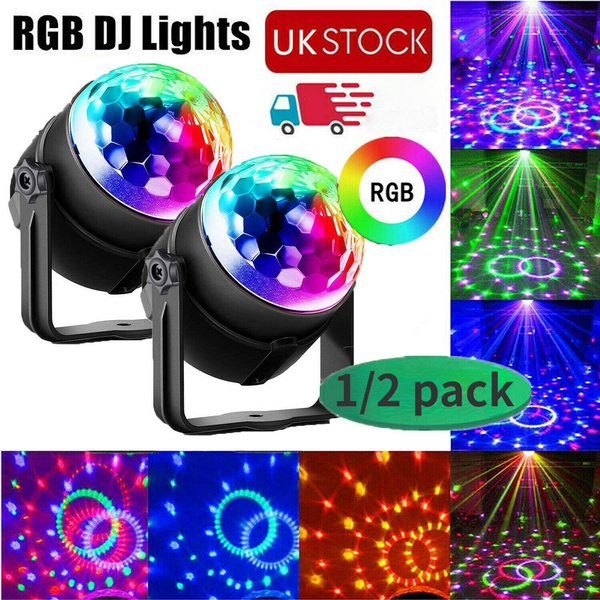 1/2PCS RGB LED Party Effect Disco Ball Light Stage Lighting with Remote ...