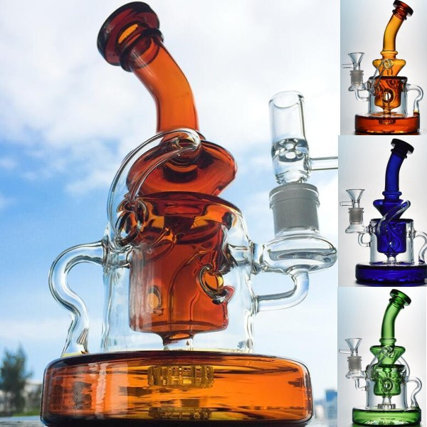 9.2inch Height Orange Hookahs Percolater Dab Rigs 14mm Joint Thick Base ...
