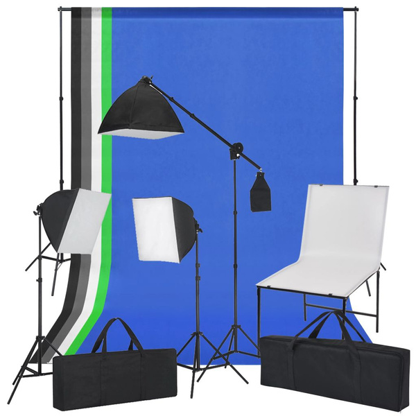 Photo studio set with photo table, lights and backgrounds Fotostudio ...