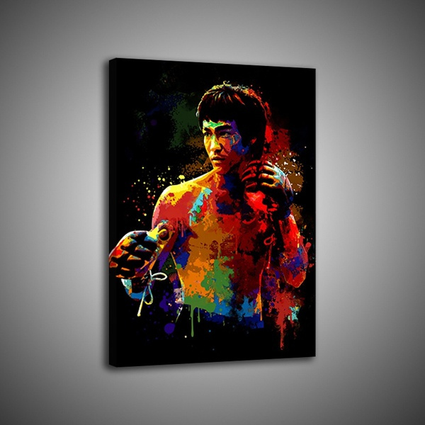 1P HD Printing Modern Home Frescoes Bruce Lee Painting Mural Art ...