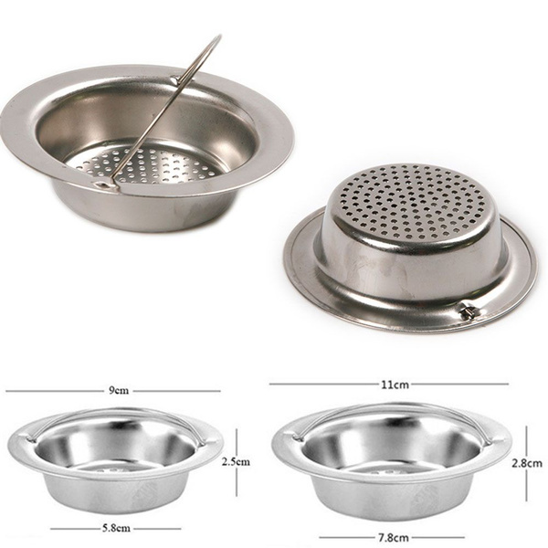 2 Size Sewer Net Stopper with Handle Stainless Steel Waste Plug Hole ...