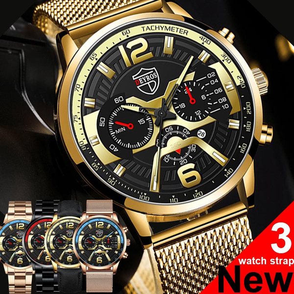 New Mens Watch Analog Clock Luxury Stainless Steel Business for Men ...