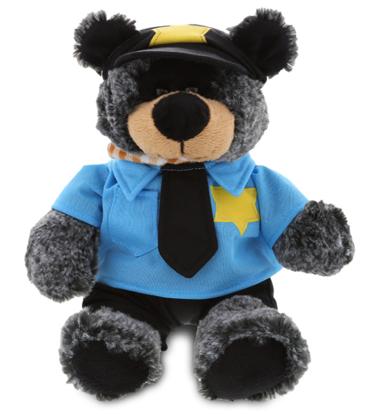 Dollibu Sitting Black Bear Police Officer Plush Toy With Cop Uniform