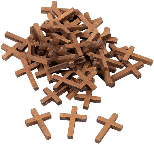 10-Pack Wood Cross Pendants - 1.2 x 1.75-Inch Mini Crosses, Cross ...