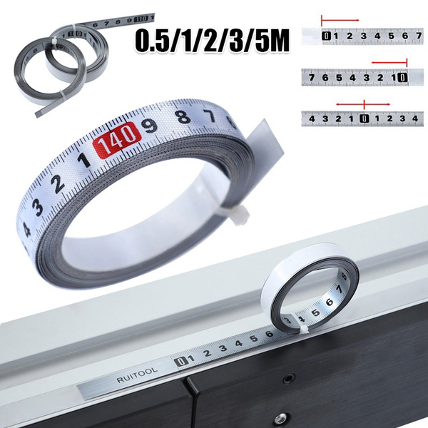 0.5-5m Self Adhesive Miter Saw Track Tape Measure Backing Metric Steel ...