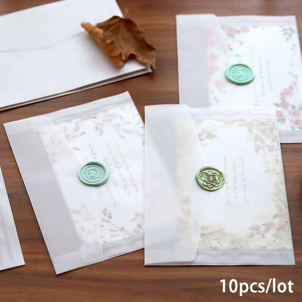10pcs/lot Custom Semi Transparent Envelope Translucent Paper Envelopes ...