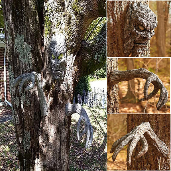 Tree Ornaments, Creative Resin Tree Faces Decor Outdoor Statues, Ghost ...