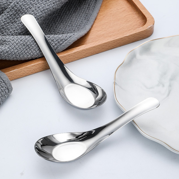 304 Stainless Steel Flat Bottom Soup Spoon Dinnerware for Festival ...
