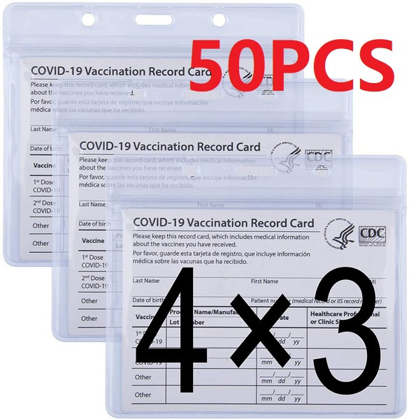 50Pack CDC Vaccination Card Protector, 4 X 3" Immunization Record ...