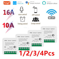 1/2/3/4Pcs 10A 16A Wifi Mini DIY Smart Switch Led Light Smart Life Push ...