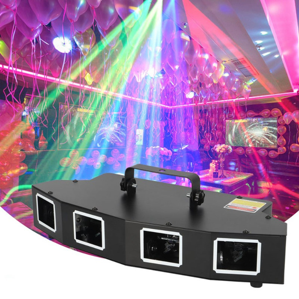 NEW 4 Beam Effect Laser Light Sound Activated DJ RGBY LED Projector ...