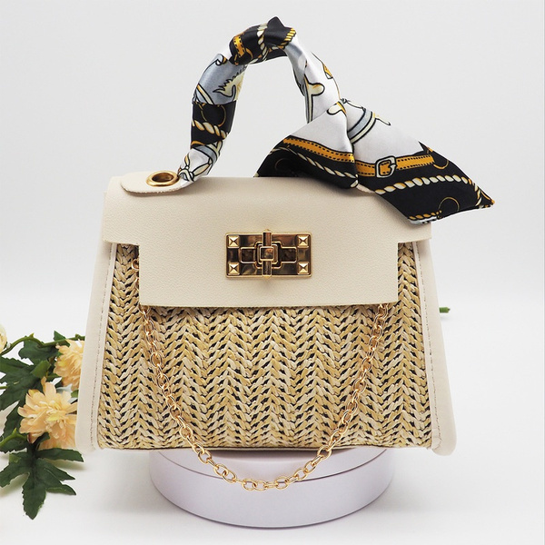 New Female Summer Girl Bag Pastoral Style Woven Bag Retro Portable ...