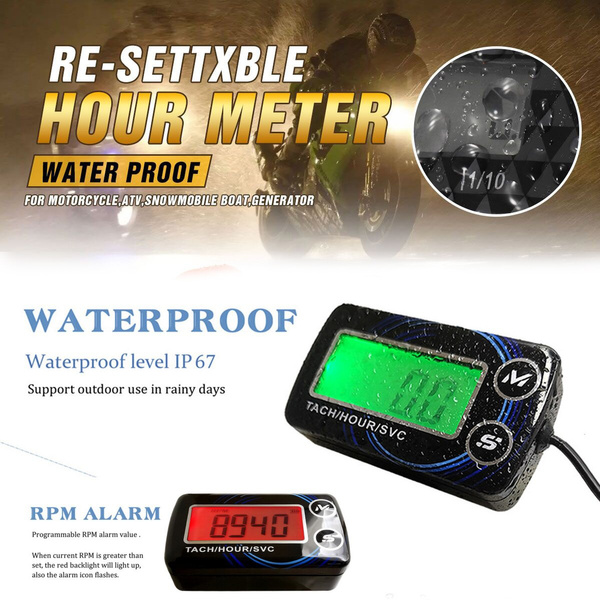 Waterproof LCD Resettable Hour Meter Counter Maintenance Reminder In ...