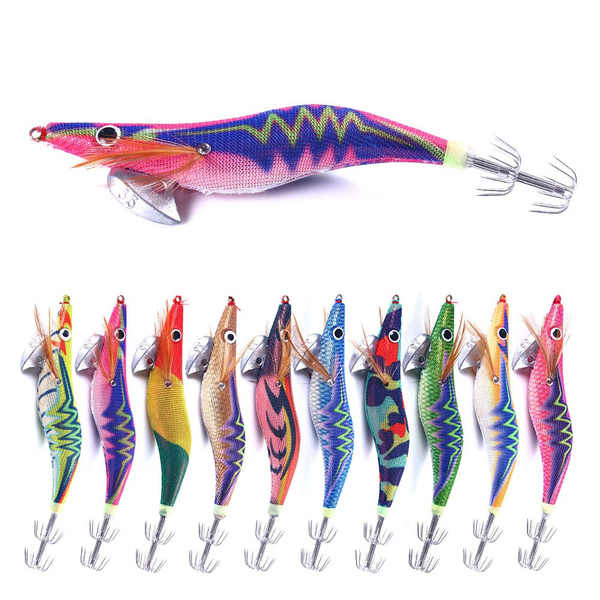 1pcs 14cm 20g Luminous Squid Jig Fishing Wood Shrimp Lure Squid ...