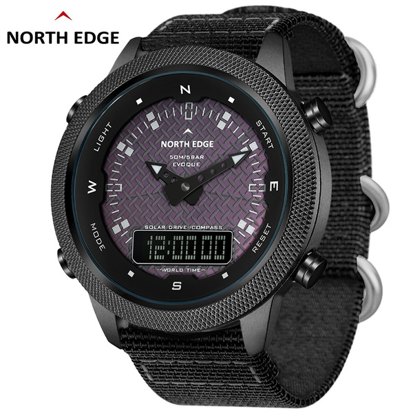 NORTH EDGE Men's Solar Power Digital Watches Compass Outdoor Sports ...