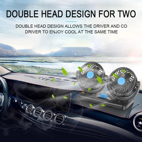 Car Dual Fan Air-cooled 12/24 Volt 360° Omni-directional Fan Dashboard ...