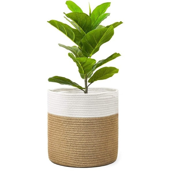 Woven Jute Cotton Flower Basket Garden Indoor Flower Pot Vase Planter ...