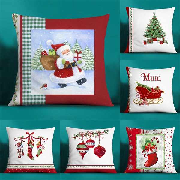 Fashion Classic Square Pillow Case, Christmas Gift, Santa Claus, Deer, Christmas Wish, Merry ...