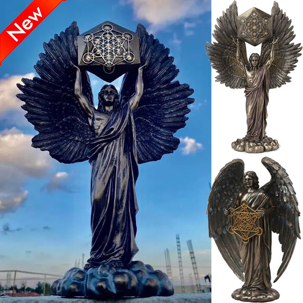 Metatron Guardian Angel with Sword Snake Big Wings Angel Statue Resin ...