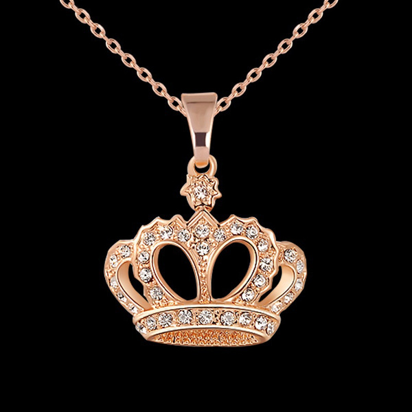 Classic Fashion Crown Diamond Necklace Noble Personality 18K Gold ...