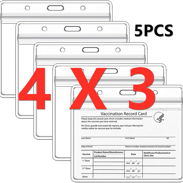Teskyer 5 Pack CDC Vaccination Card Protector, 4 X 3" Immunization ...