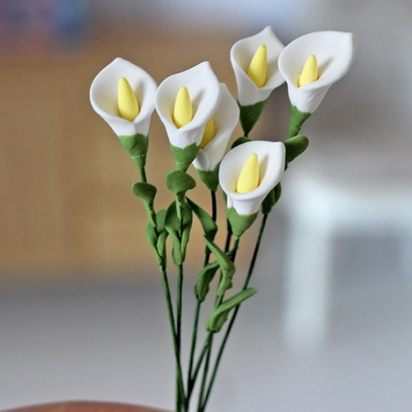 3PCS Mini Calla Lily Flower Miniature Fairy House Dollhouse Garden DIY ...