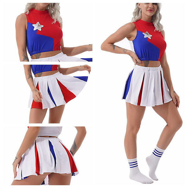Girls Cheerleading Costume Uniform Cheerleading Outfits Crop Top with ...