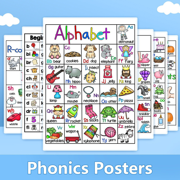6pcs/set English Alphabet Phonics Posters Classroom Decoration Decor ...