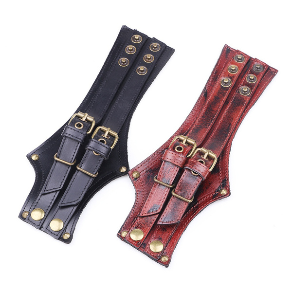 genuine leather Bracelet for MEN Black Metal Spike Studded Punk Rock ...