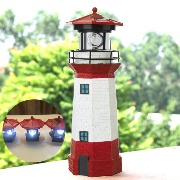 Solar LED Lighthouse 360 ° Rotation LED Solar Lighthouse Beacon ...